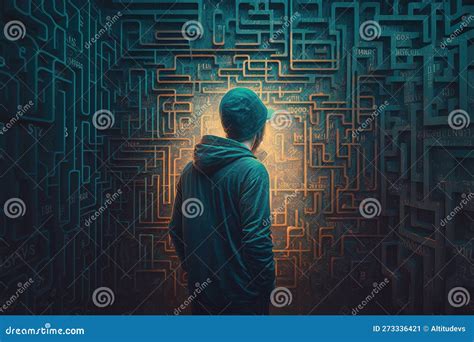 Person Searching For The Answer To A Complex Problem With Neural