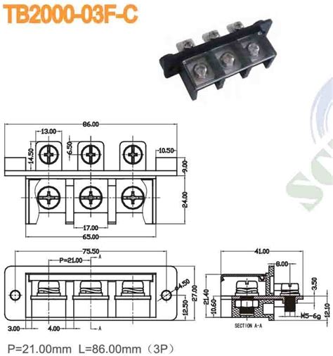 Pitch 21 00mm 600V 65A 3P Barrier Terminal Block Single Row PBT M5 Power Terminal Block Connector