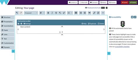 add a horizontal scroller sitebuilder manual idg