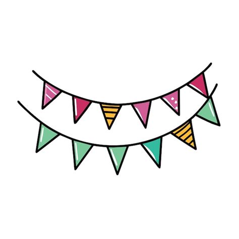 Garland Bunting With Flags In One Continuous Line Drawing Premium AI Generated Vector