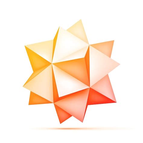 premium vector volume polyhedron orange star on white background 3d