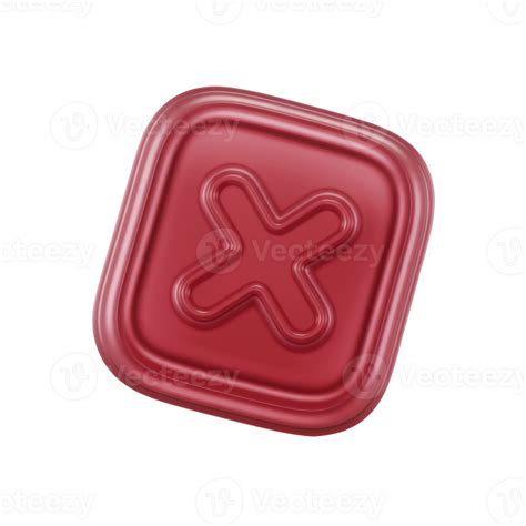3d Red Error Icon With Embossed Cross Symbol Representing Cancellation Rejection Denial