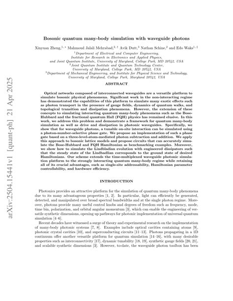 Pdf Bosonic Quantum Many Body Simulation With Waveguide Photons