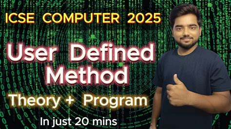 User Defined Method Class 10 Icse Computer Icse Java User Defined Method Full Theory
