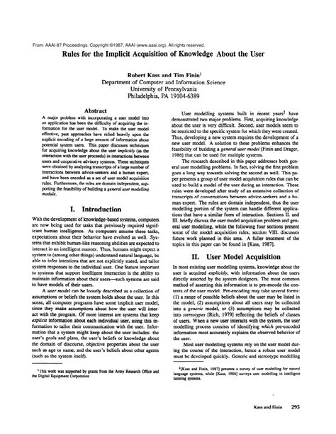 Pdf Rules For The Implicit Acquisition Of Knowledge About The User