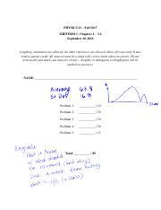 Phy Midterm Class Pdf PHYSICS Fall MIDTERM Chapters September