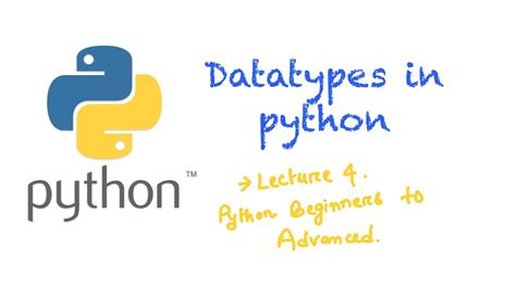 Datatypes In Python In Hindi Pl4 Youtube