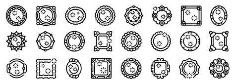 Premium Vector Scallop Frame Icons Set Outline Vector Ellipse Rectangle