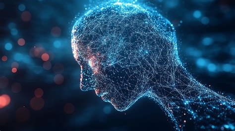 Abstract Digital Representation Of A Human Head With A Network Of Connections Premium Ai