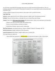 LOGIC MODEL ASSIGNMENT Docx LOGIC MODEL ASSIGNMENT You Will Create A Logic Model For The