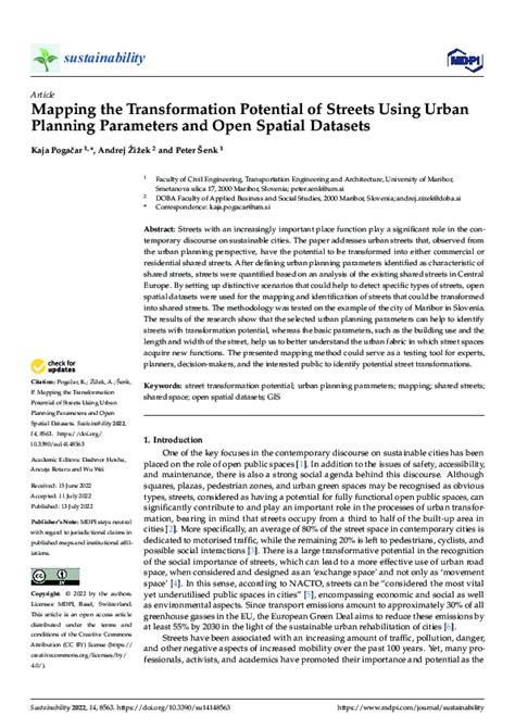 Pdf Mapping The Transformation Potential Of Streets Using Urban