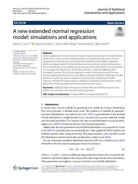 Pdf A New Extended Normal Regression Model Simulations And Applications