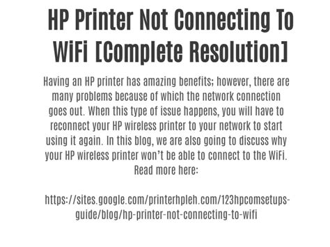 Ppt Hp Printer Not Connecting To Wifi [complete Resolution] Powerpoint Presentation Id 12007217