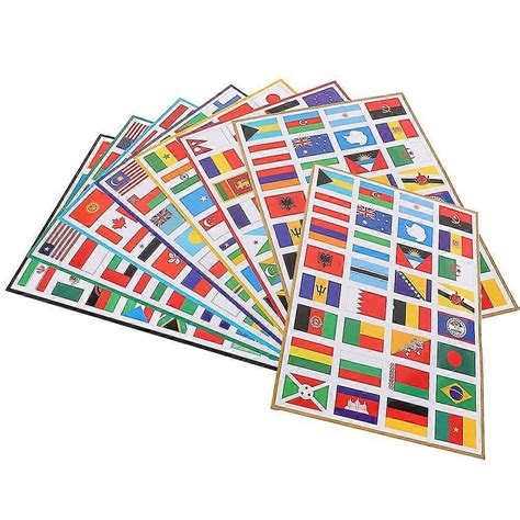8 Sheets Of Adhesive World Flag Stickers Cheering Flag Stickers Novelty