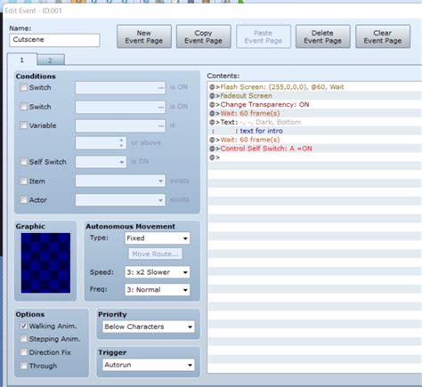 Issue With Cutscene RPG Maker Forums