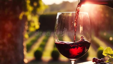 Pouring Luxury Red Wine Into The Glass At The Sunny Countryside Wine Tasting Winery And Wine