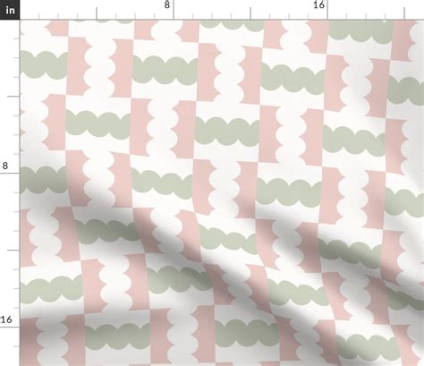 Medium Squiggle Checker Board In Pink Fabric Spoonflower