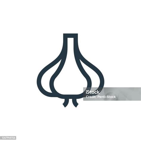 흰색 배경에 격리 된 마늘 벡터 아이콘 개요 웹 사이트 디자인 및 모바일 응용 프로그램 개발을위한 얇은 라인 마늘 아이콘 얇은 선 마늘 윤곽선 아이콘 벡터 일러스트레이션