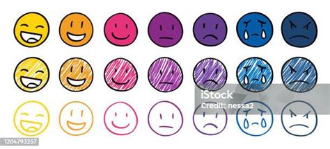 손으로 그린 감정 얼굴 순위 규모 미소 벡터 일러스트 긍정적 부정적 중립적인 인간의 표현 나쁜 좋은 리뷰 평가 사용자 만족도