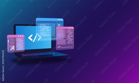 Web Development Programming And Code Testing Ui Concept With Laptop