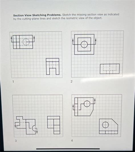 Solved Section View Sketching Problems Sketch The Missing