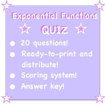 Exponential Functions Quiz For ALG INCLUDES READY TO PRINT QUIZ ANSWER KEY