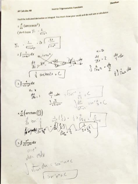 Inverse Trig Functions Pdf