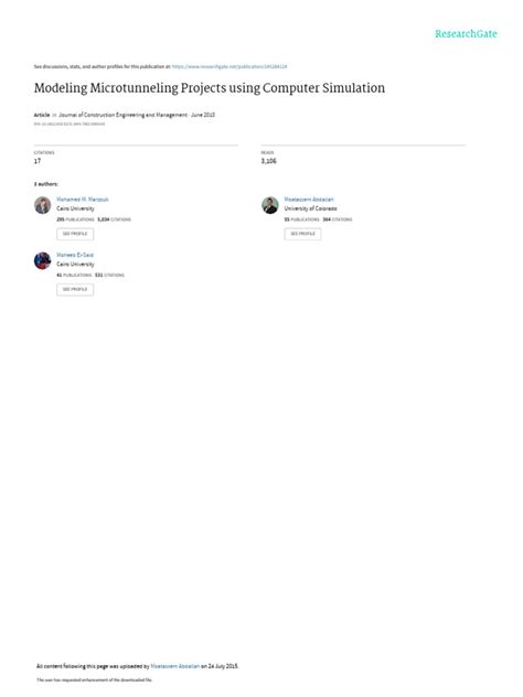 modeling micro tunneling projects using computer simulation pdf