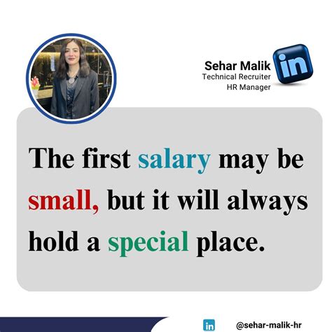 What Makes Your First Salary Special Sehar Malik Posted On The Topic Linkedin