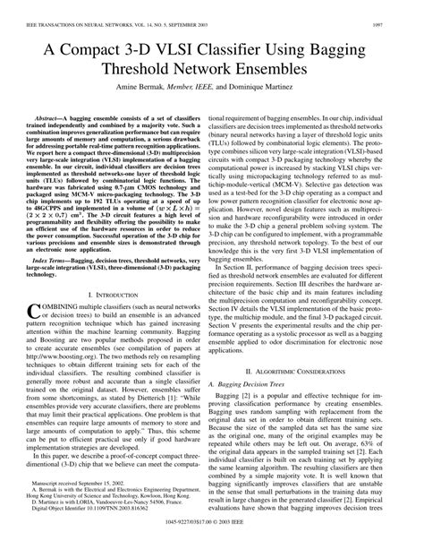 pdf a compact 3d vlsi classifier using bagging threshold network