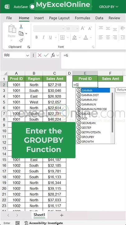 Groupby In Excel Shorts Myexcelonline Excel Msexcel Youtube