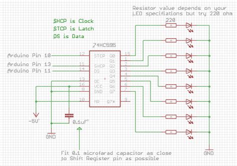 Cant Get Shift Out Register 74hc595 To Work With 8 Leds Leds And Multiplexing Arduino Forum