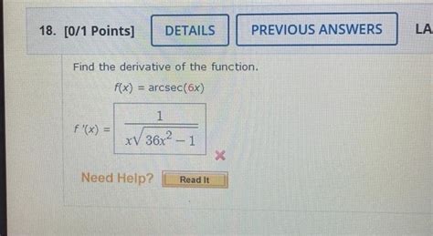 Solved 18 [0 1 Points] Details Previous Answers La Find The