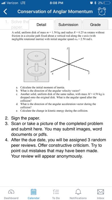 Solved L Verizon Lte 8 08 Pm Conservation Of Anglar Momentum