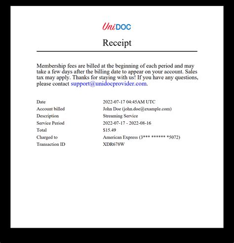 Receipt Unidoc