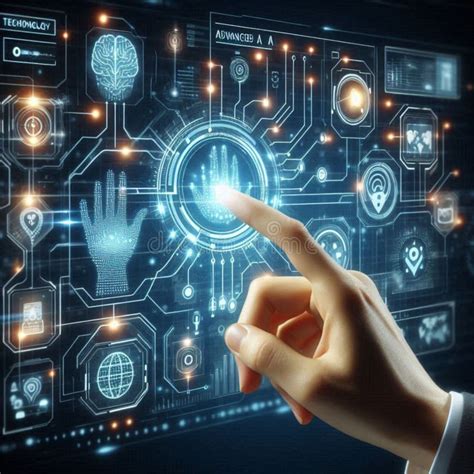 Advanced Touchscreen Technology Hand Interacting With Digital Interface