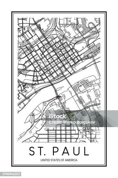 Poster Print Road Map Of The American City Of St Paul Stock