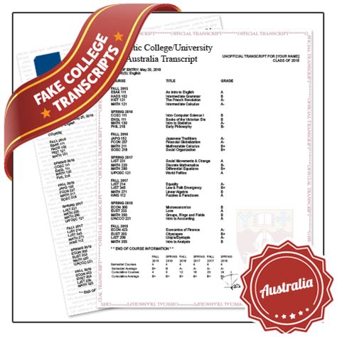 Fake Australia College And University Transcript
