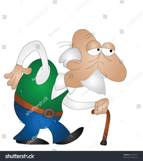 Cartoon Old Man Walking