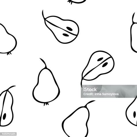 배 이음새가 없는 무늬 과일은 낙서 스타일로 손으로 그려집니다 간단한 라인 아트 음식 건강한 식생활에 대한 스톡 벡터 아트 및 기타 이미지 건강한 식생활 과일 그래픽
