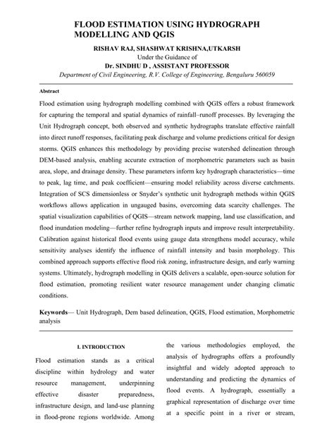 Pdf Flood Estimation Using Hydrograph Modelling And Qgis