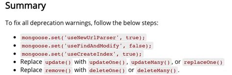 Mongoose 更新元素 Deprecationwarning Collectionupdate Is Deprecated Use