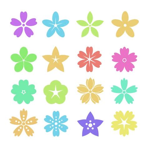 Flower Simple Shape Icon Set Royalty Free Vector Image