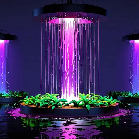 Premium Photo A Water Feature With A Purple Water Feature In The Center