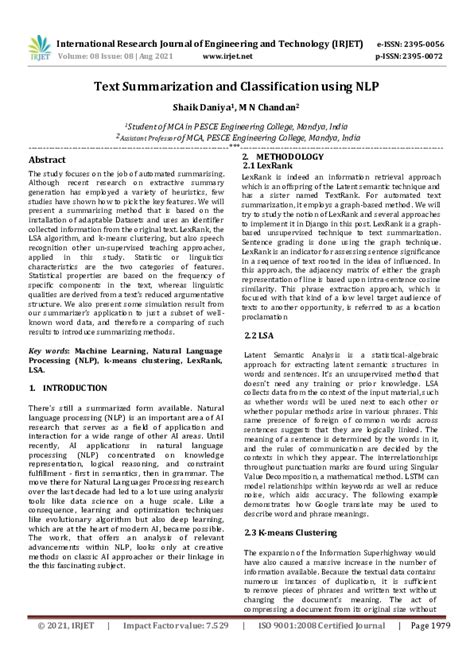 pdf irjet text summarization and classification using nlp