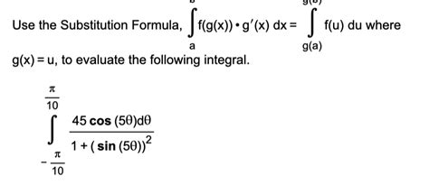 Solved Use The Substitution Formula