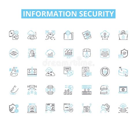 Information Security Linear Icons Set Encryption Firewall Authentication Malware Hacking