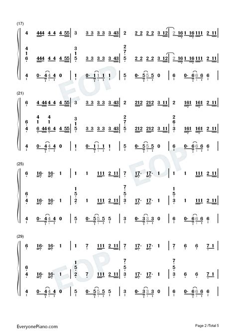 Umbrella Rihanna双手简谱预览2 钢琴谱文件（五线谱、双手简谱、数字谱、midi、pdf）免费下载