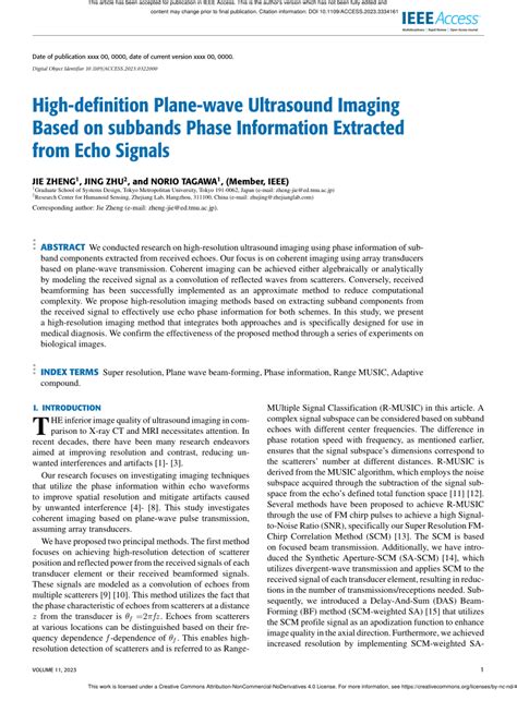 Pdf High Definition Plane Wave Ultrasound Imaging Based On Subbands Phase Information