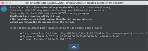 Unable To Find Apachejmetertemporaryrootcacrt On Jmeter Installed On
